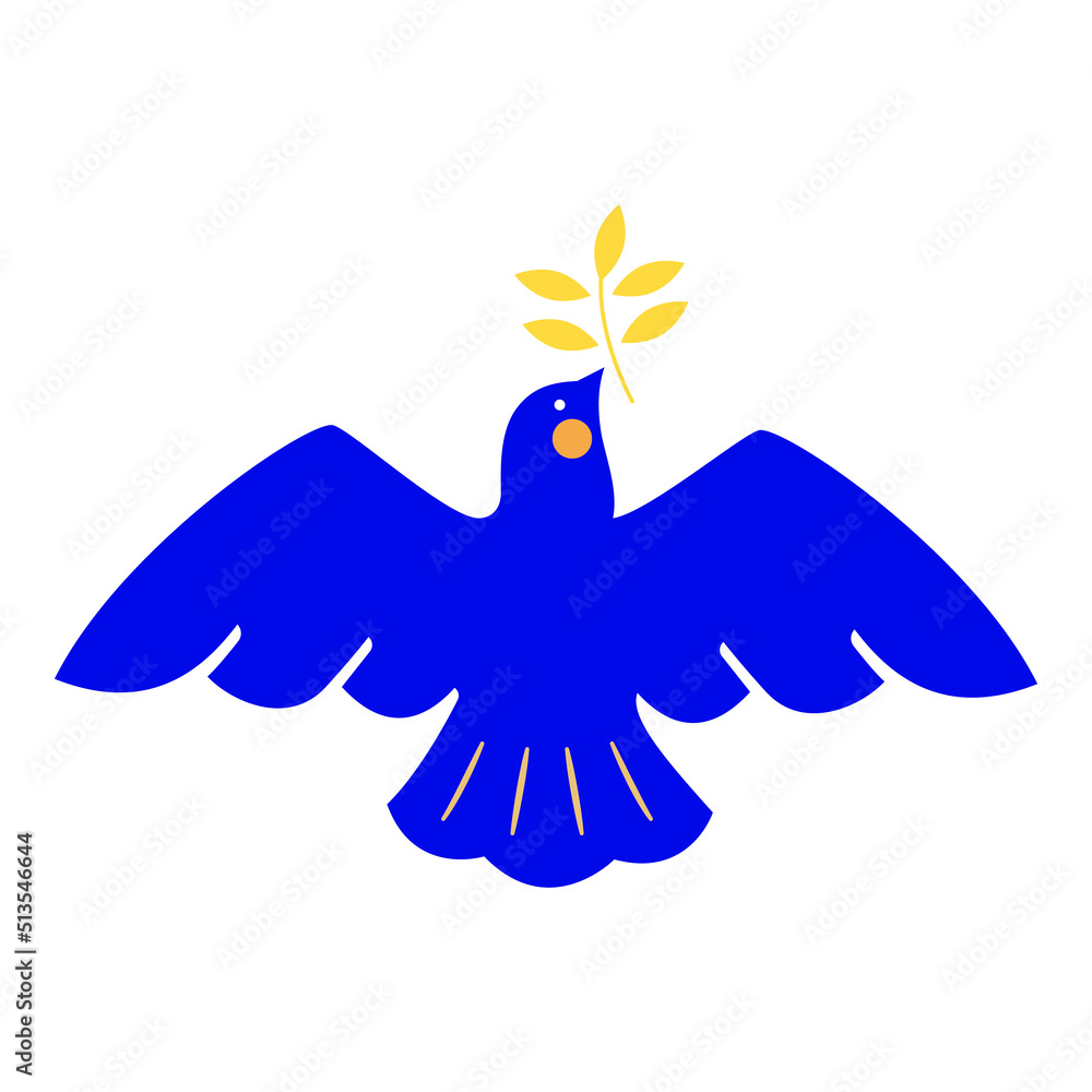 Stylized dove with olive branch. Flying bird of freedom. Symbol of ...