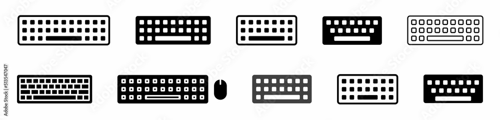 Keyboard icon set. Computer keyboard. Keypad vector. Dismiss keyboard line art icon. Computer ...
