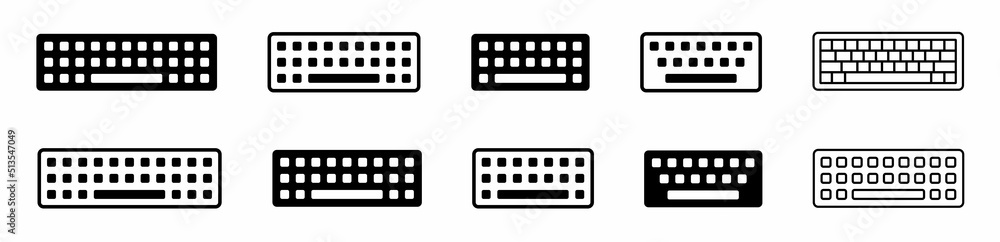 Keyboard icon set. Computer keyboard. Keypad vector. Dismiss keyboard ...