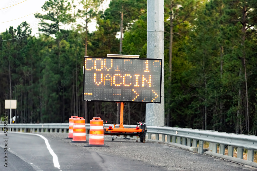 Pooler, USA - October 18, 2021: Interstate highway i95 in Georgia with ...