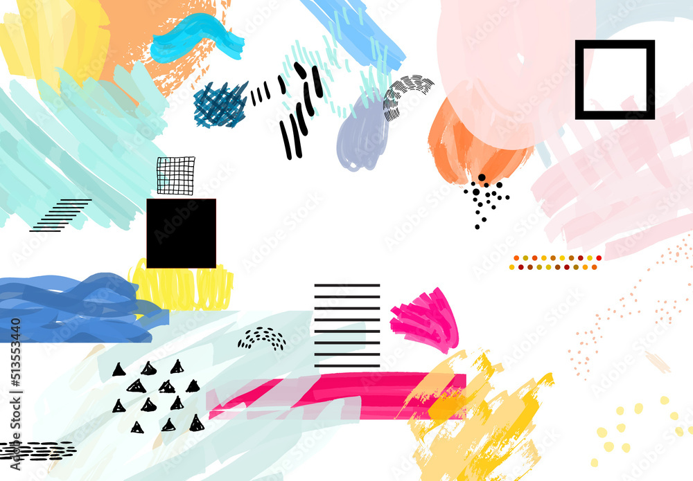 Set of Artistic Hand Drawn Scribbles with Marker and Ink Stock Template ...