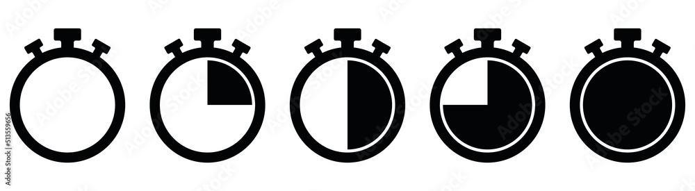 Timer Icon Collection Symbol Timer On A White Background Stock Vector