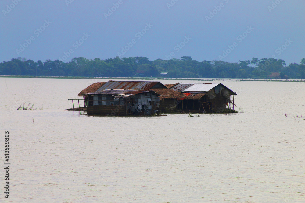 Flooded Lower part of the village due to heavy rainfalls. Stock Photo ...