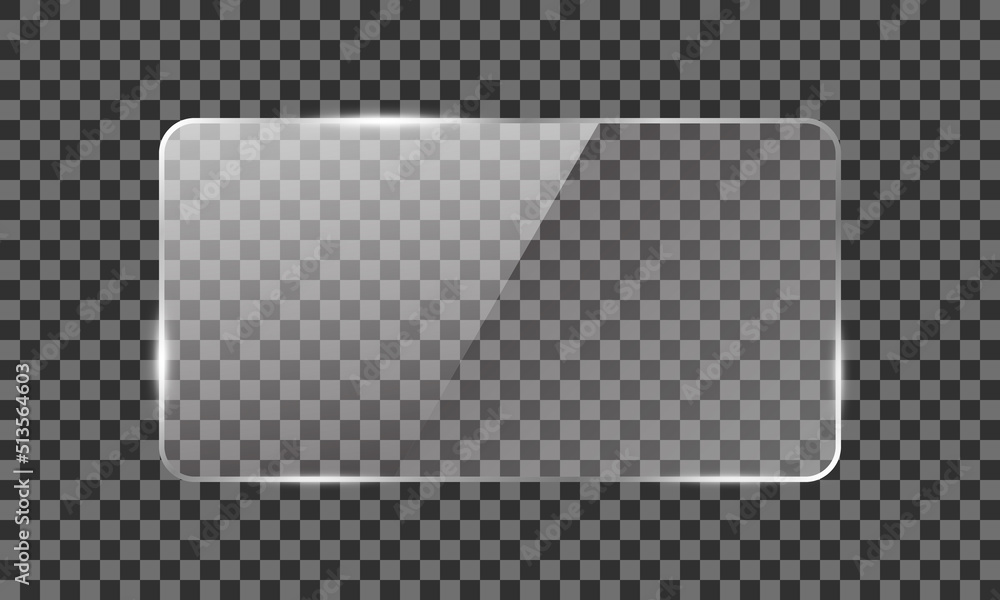Vector glass rectangle on a transparent background. Transparent mirror ...