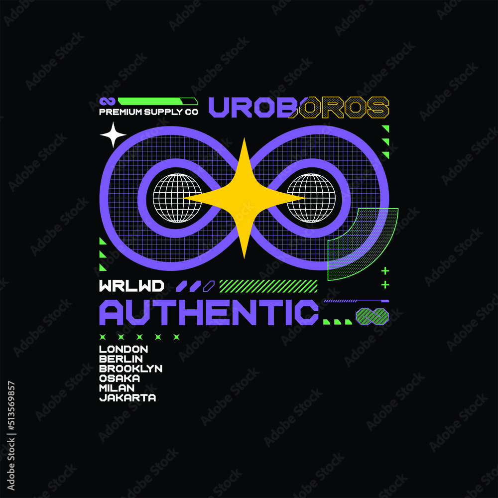 uroboros slogan simple vintage fashion Stock Vector | Adobe Stock