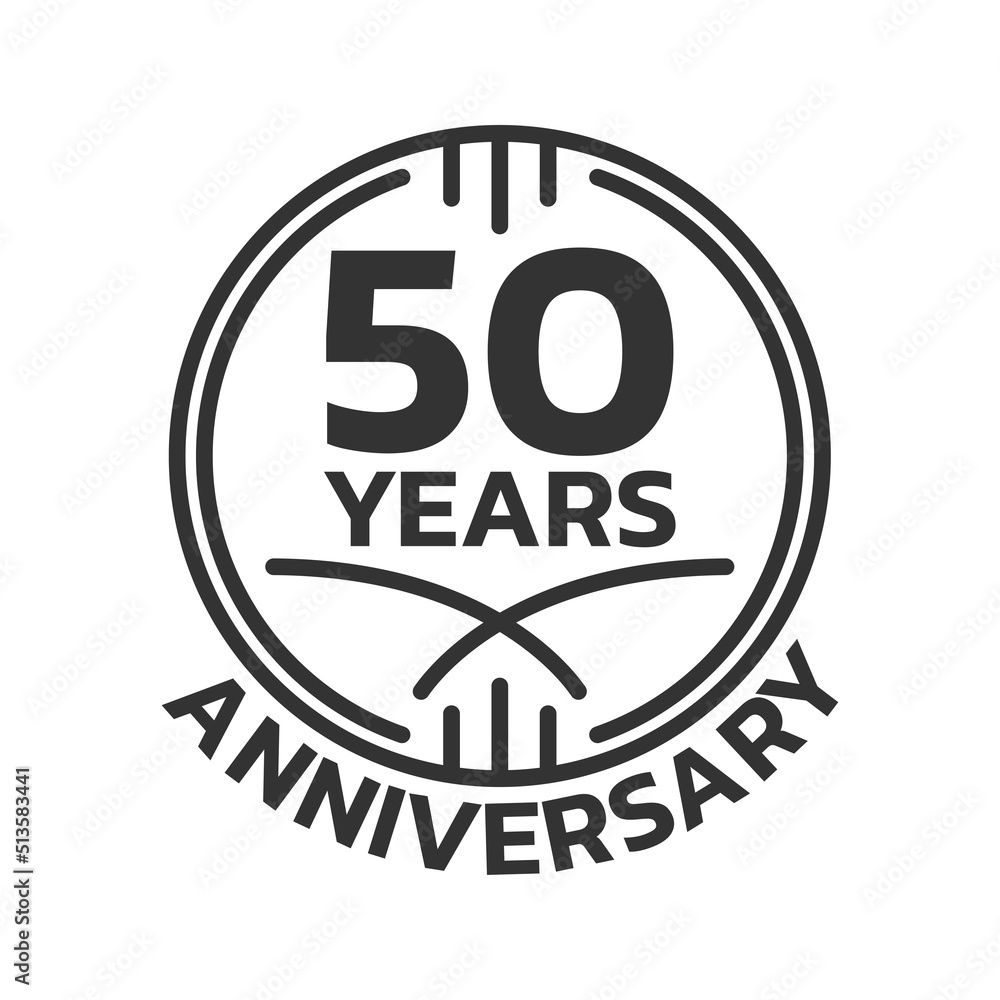 50th Anniversary logo or icon. 50 years round stamp design. Birthday ...