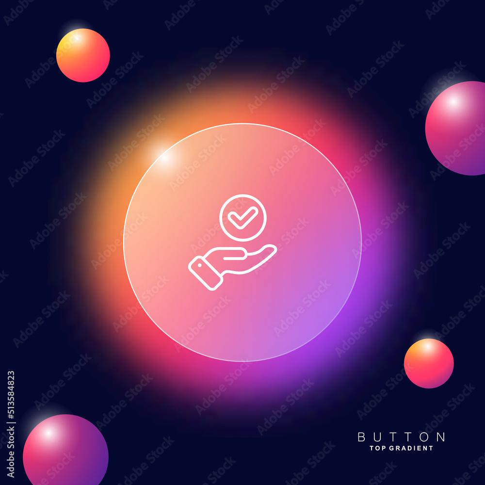 Hand holding checkmark line icon. Approved, right, confirmation, work ...