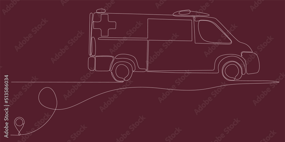 Line icon vector continuous line drawing of ambulance car line from ...