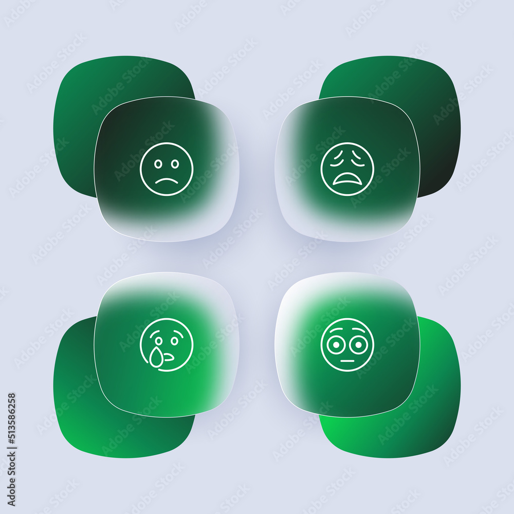 Emoticons set icon. Express feelings, Sad, upset, cry, surprised ...