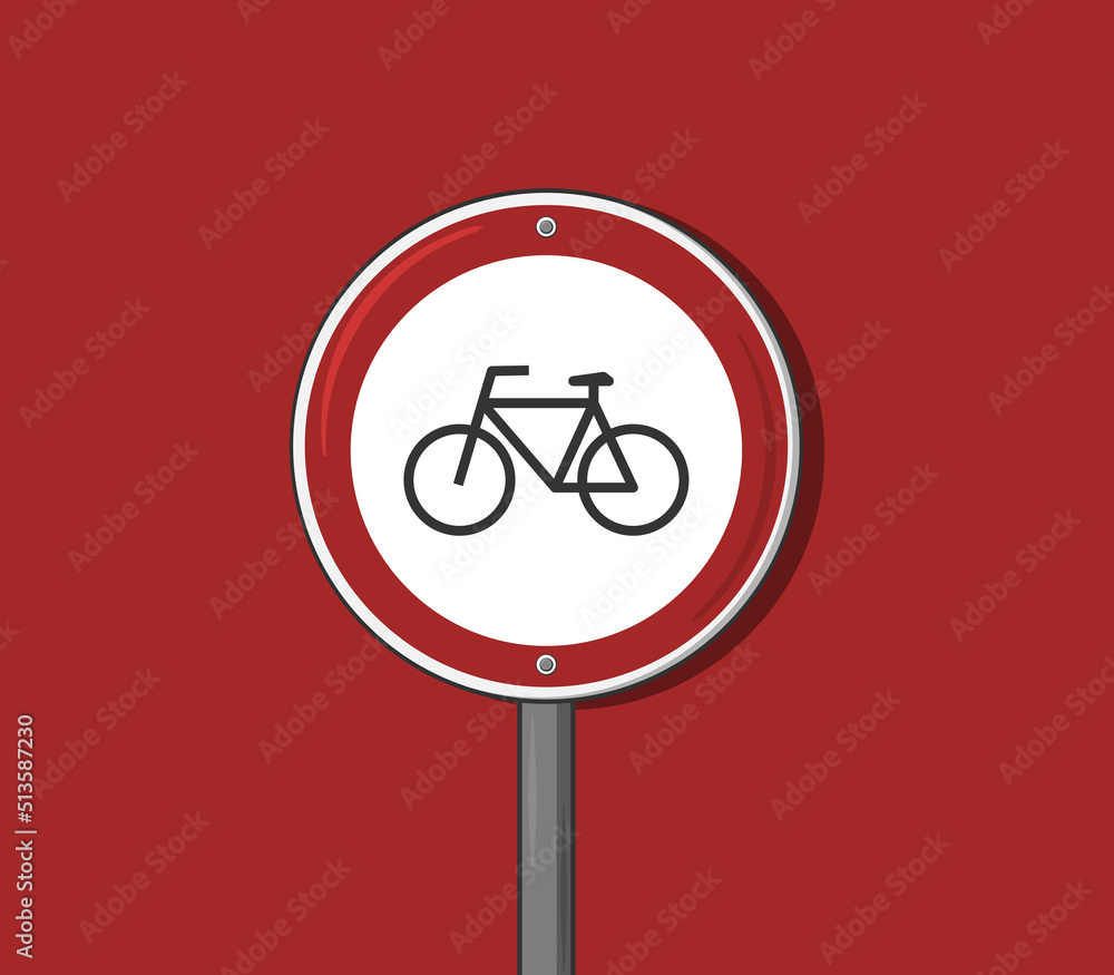bicycle sign on a red background, Information, sign, stop, board ...