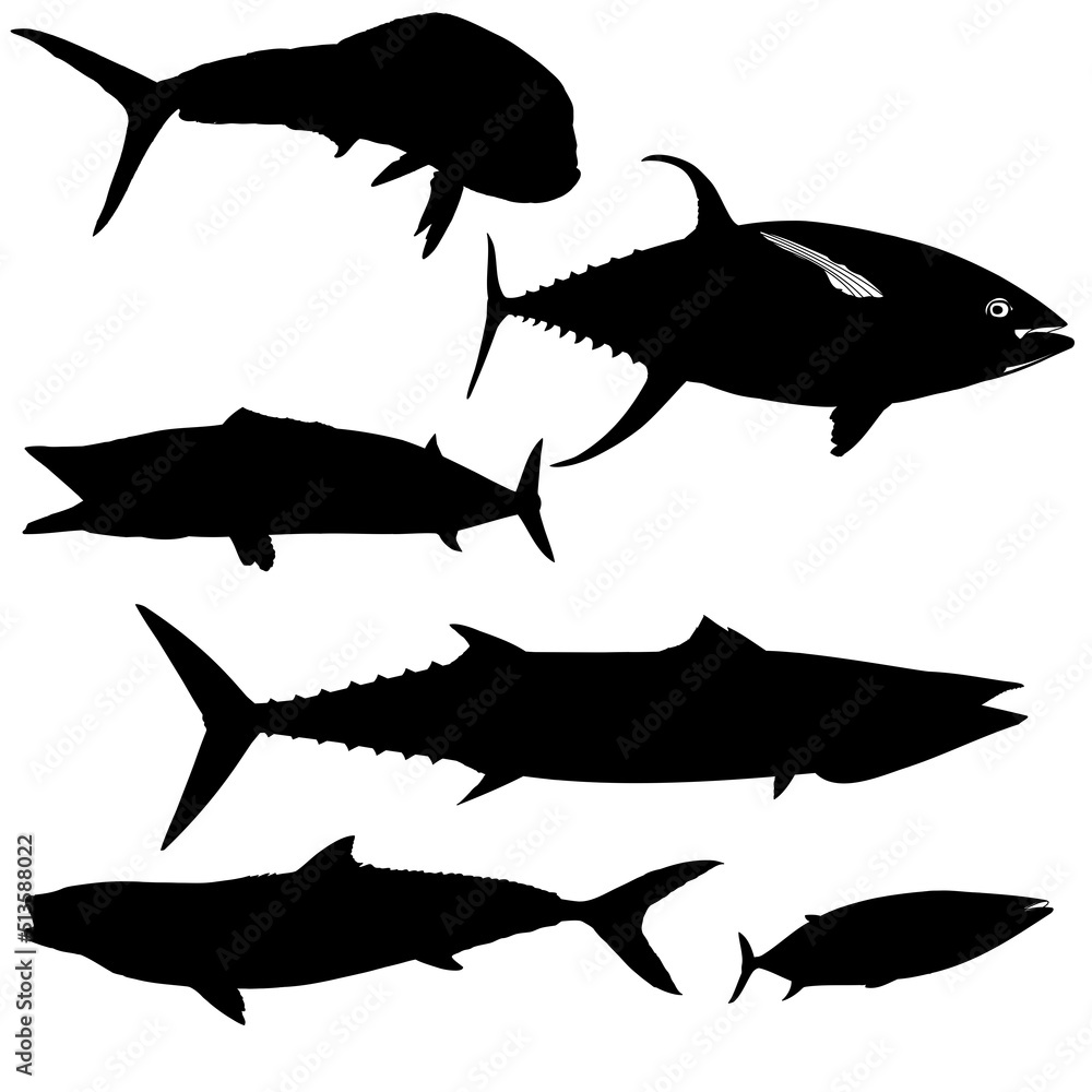 Pattern Of Silhouette Pelagic Fishes Stock Illustration | Adobe Stock