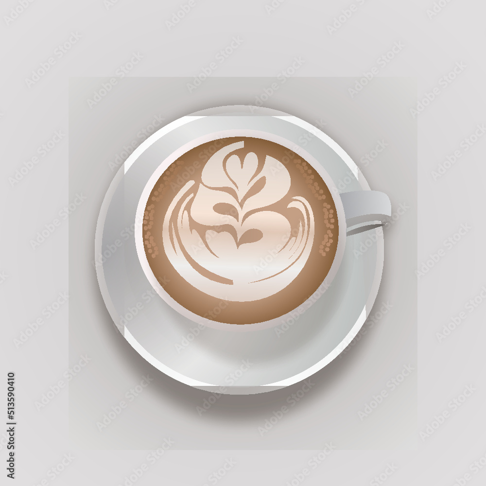 Realistic coffee cup. Espresso latte and hot drink cappuccino, front ...