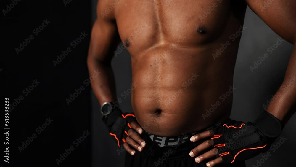 Close up Body sportsman of sixpack in the fitness gym fit body healthy ...