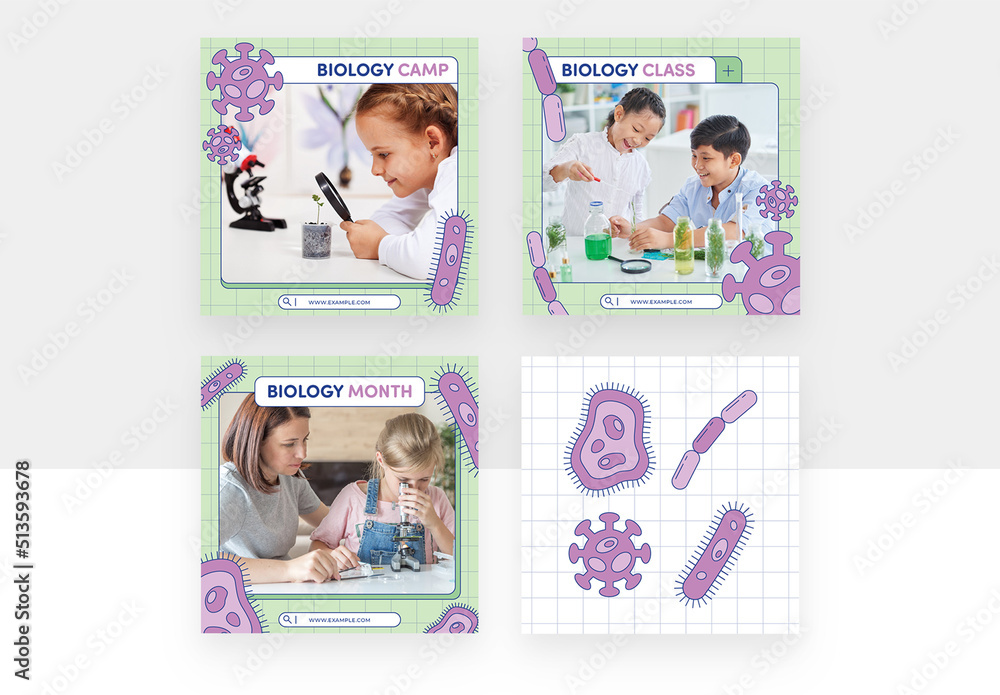 School Science Biology Themed Education Social Media Banners Stock ...