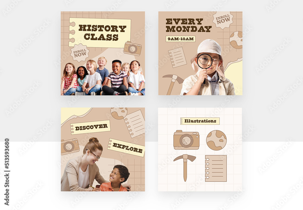 History Class Themed School Education Social Media Banners Stock ...