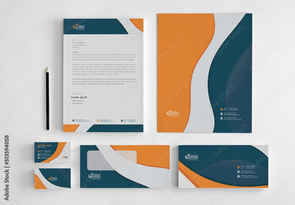 Branding Identity Layout with Orange & Dark Accent Premium Vector Stock ...