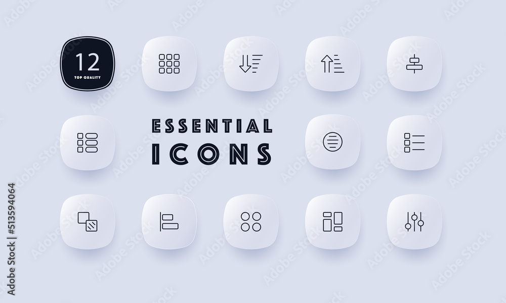 App menu set icon. Application, list, settings, tiles, adjust, control, phone, computer ...
