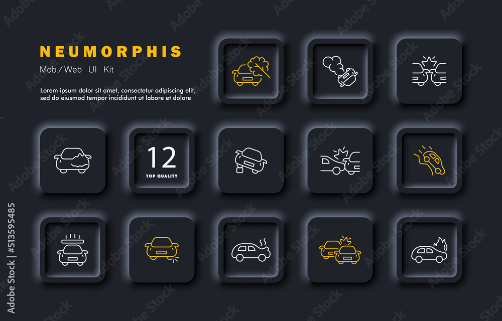 Road warning signs set icon. Hand holding signs, car collision ...