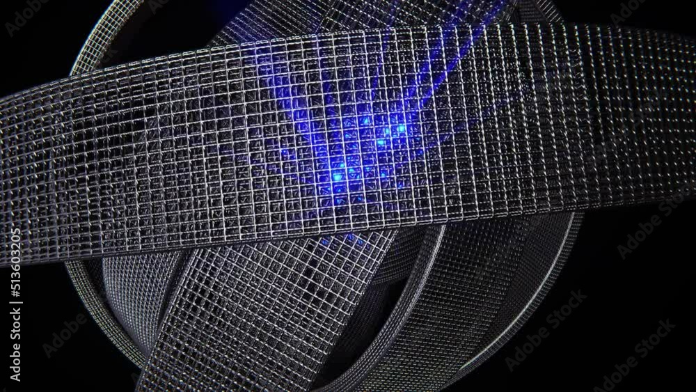 Realistic abstract looping 3D animation of the wireframe carbon fiber ...