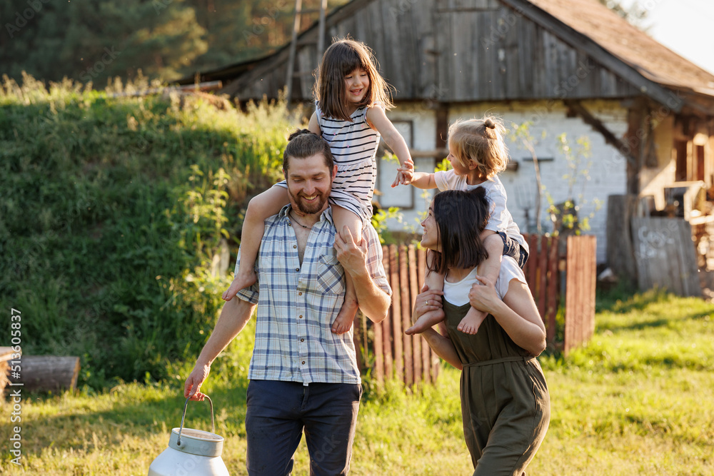 Happy young family enjoy spending time together on weekend at the ...