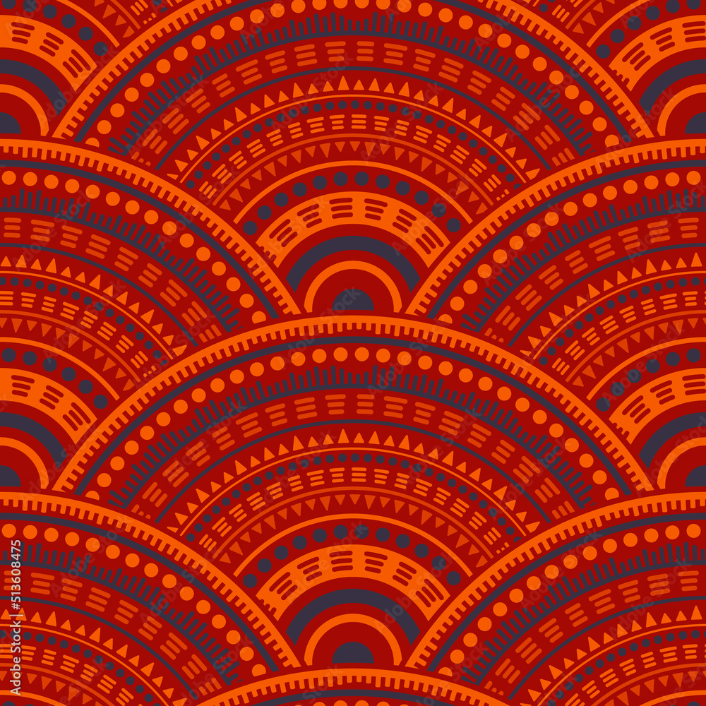 Ethnic circle shapes seamless geometric pattern. Stock Vector | Adobe Stock
