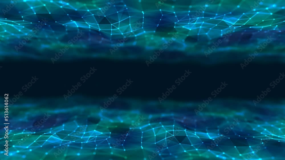 Neon animated background frame. Wave motion of luminous lines. Plexus ...