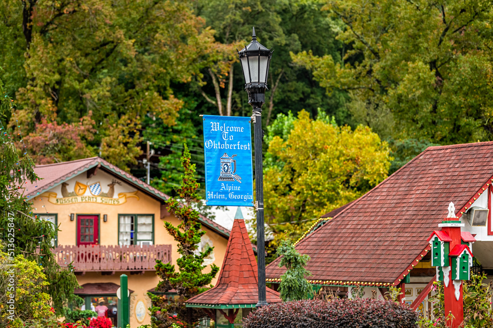 Helen, USA - October 5, 2021: Bavarian village of Helen, Georgia with ...