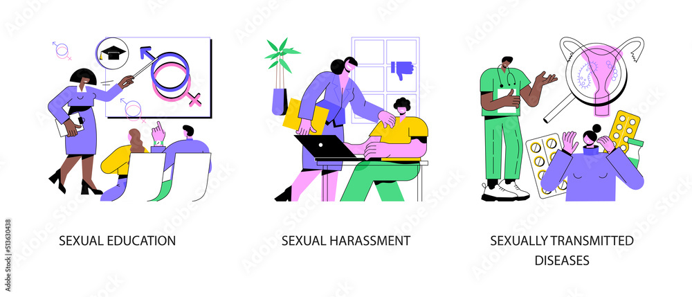 Sexual behavior abstract concept vector illustration set. Sexual ...