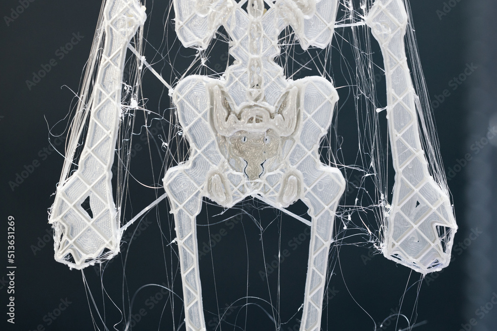 An example of bad 3D printing, a lot of plastic hair on an unconfigured ...