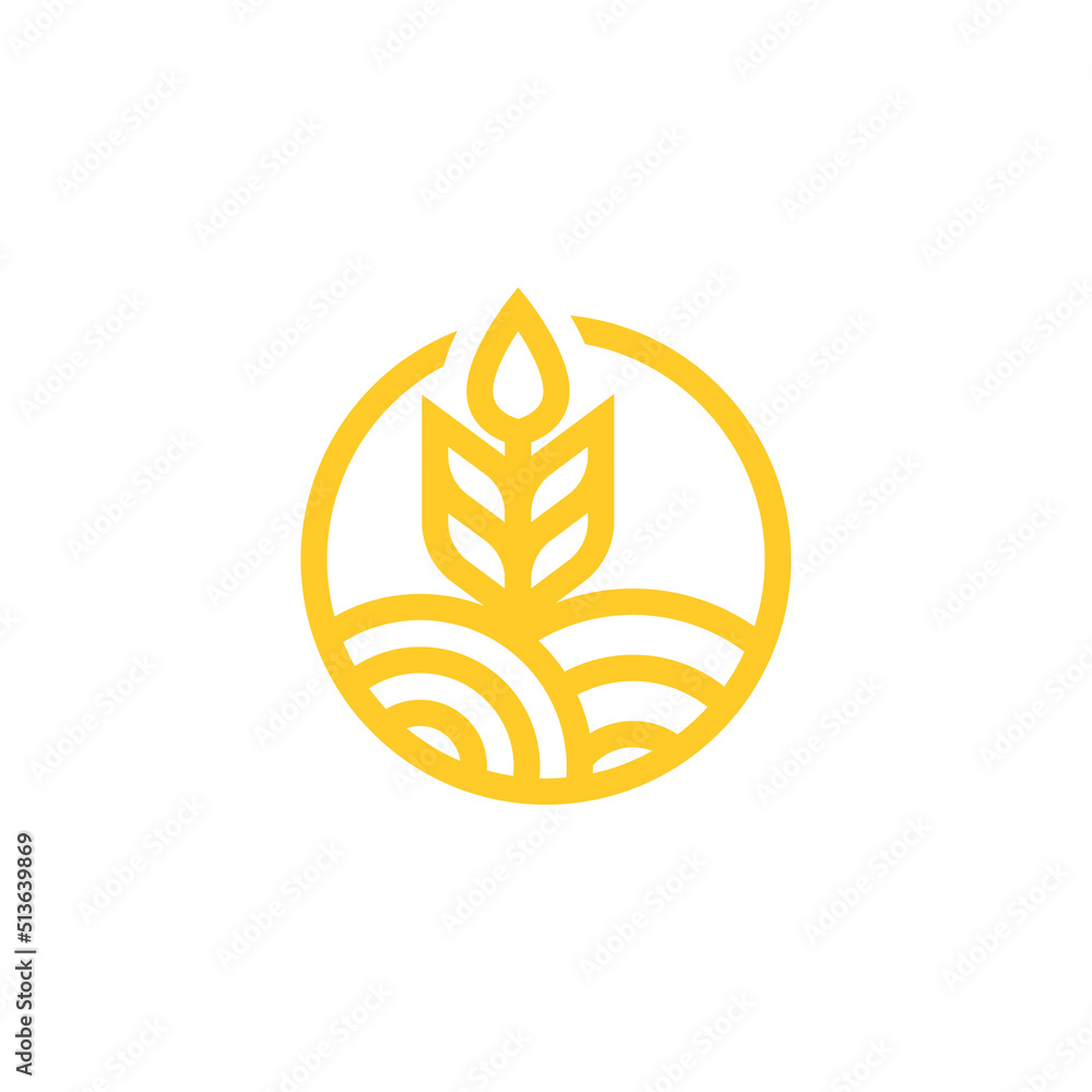 Wheat field logo design template vector illustration Stock Vector ...