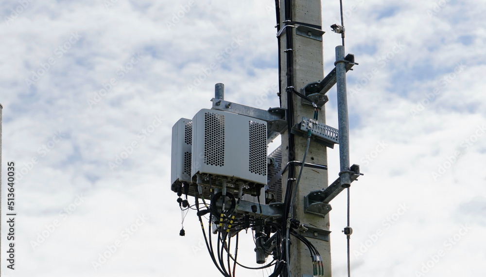 Telecommunication pole of 4G and 5G cellular. Macro Base Station. 5G ...
