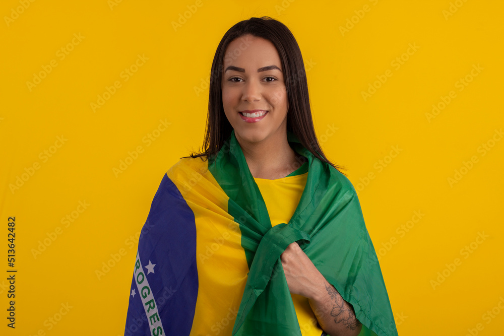 Gama, Federal District, June 26, 2022, Young woman wearing the official ...