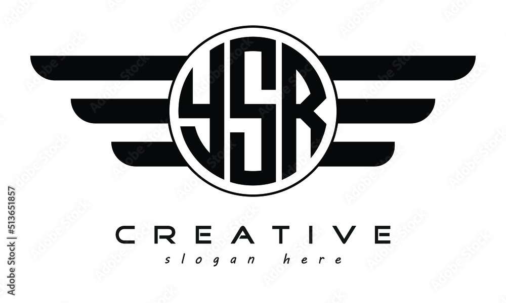 YSR three letter circle with wings logo design vector template ...
