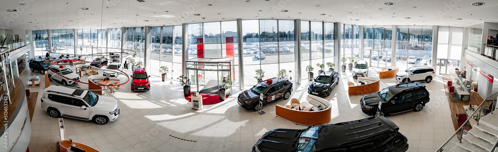 premises of the dealership of Toyota cars. buying and selling cars ...