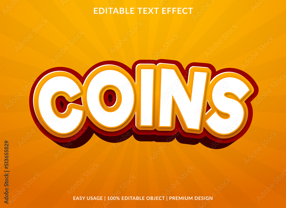 coins text effect editable template with abstract background use for ...
