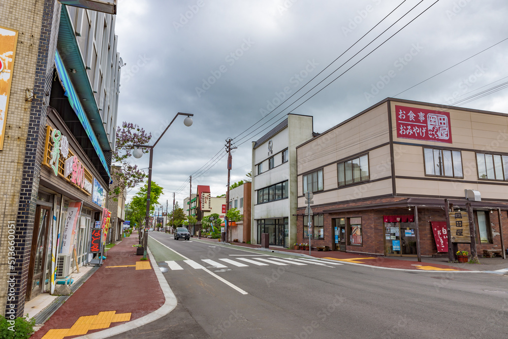 TOYA, JAPAN - JUN 1, 2022: Street view of Toya-ko Onsen (Lake Toya Hot ...