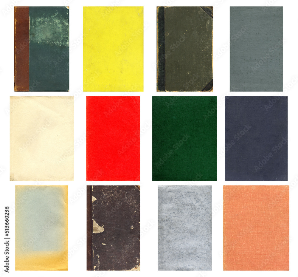 Paper and textile textures set. Blank retro pages and old book covers ...