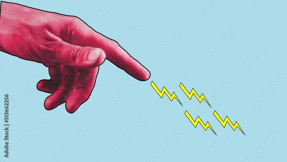 Modern creative concept video 4K with hand and shoots lightning. GIF ...