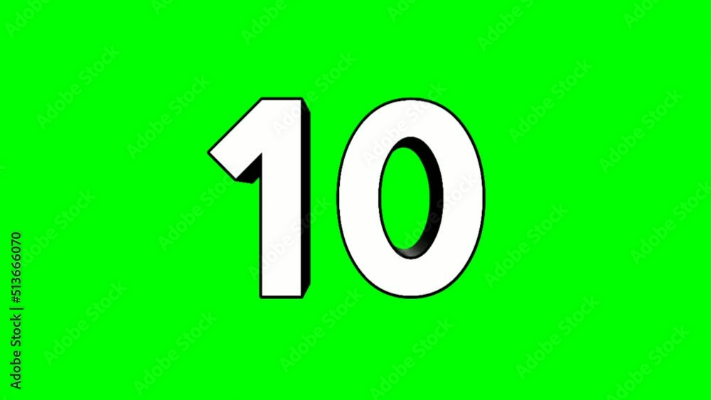 Animation cartoon number ten 10 on green screen background 4k. Stock ...