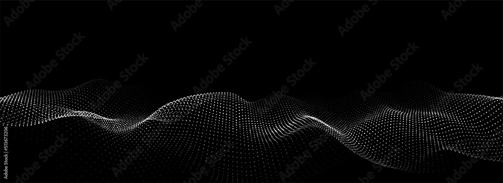 Wave of particles. Digital wave background concept. Abstract technology ...