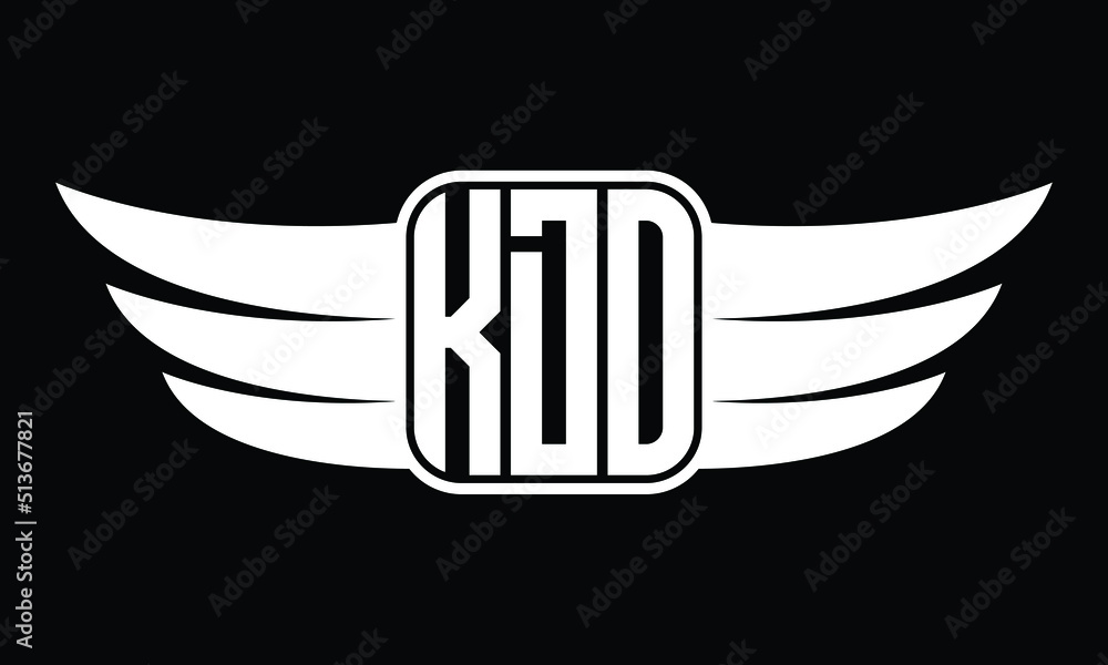 KDO three Letter Wings Flying Initial wing symbol minimalist creative ...