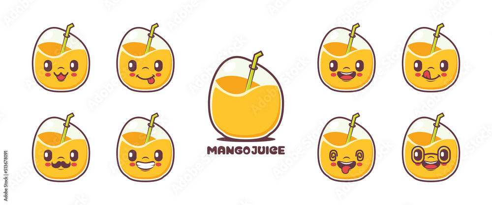 mango juice cartoon. fresh natural drink vector illustration. icon ...