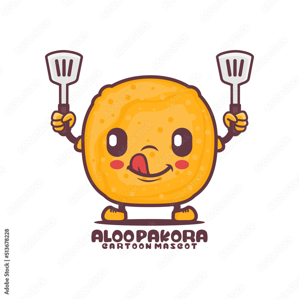 Aloo Pakora cartoon mascot. traditional indian food vector illustration ...