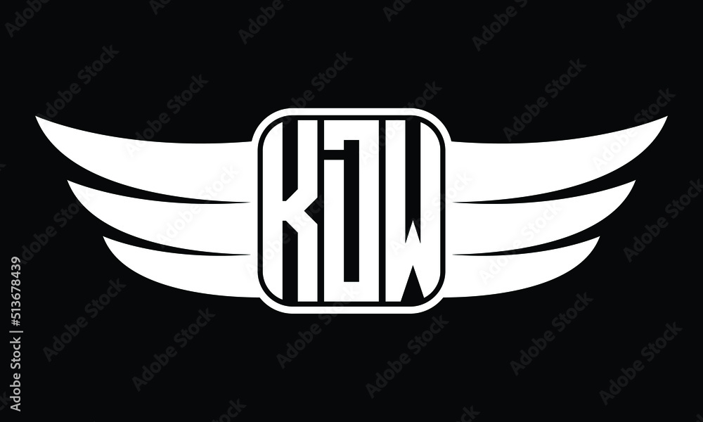 KDW three Letter Wings Flying Initial wing symbol minimalist creative ...