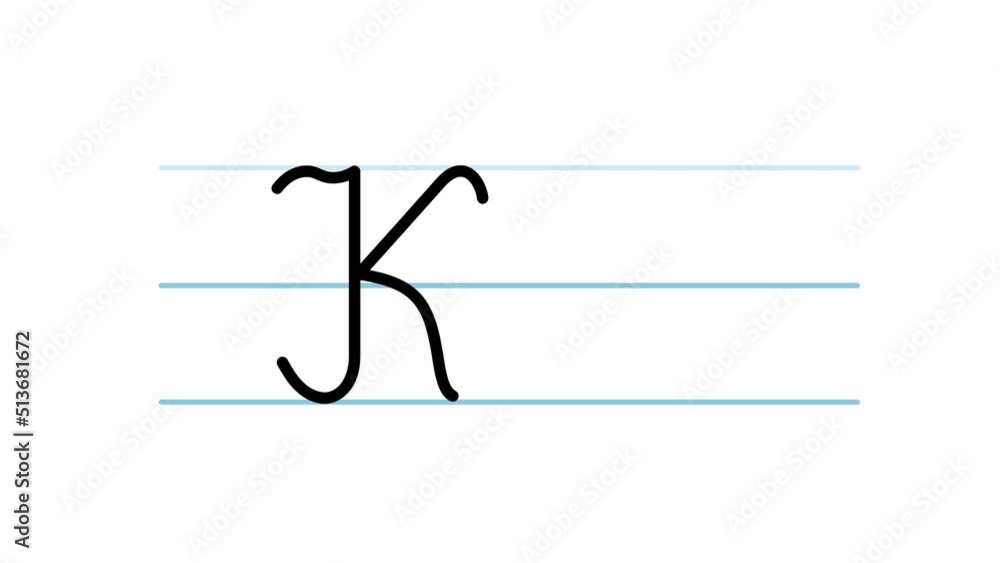 K letter writing cartoon animation. Compatibile part of alphabet serie ...