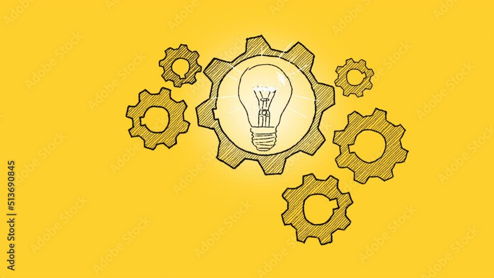 Human brain build out of cogs and gears. Animated Illustration on ...