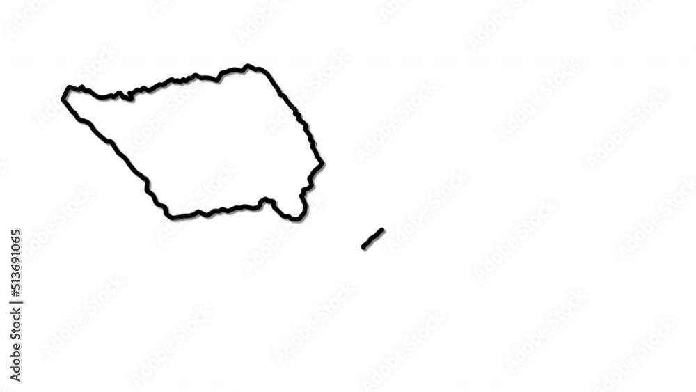 Samoa map, country territory outline self drawing animation. Line art ...