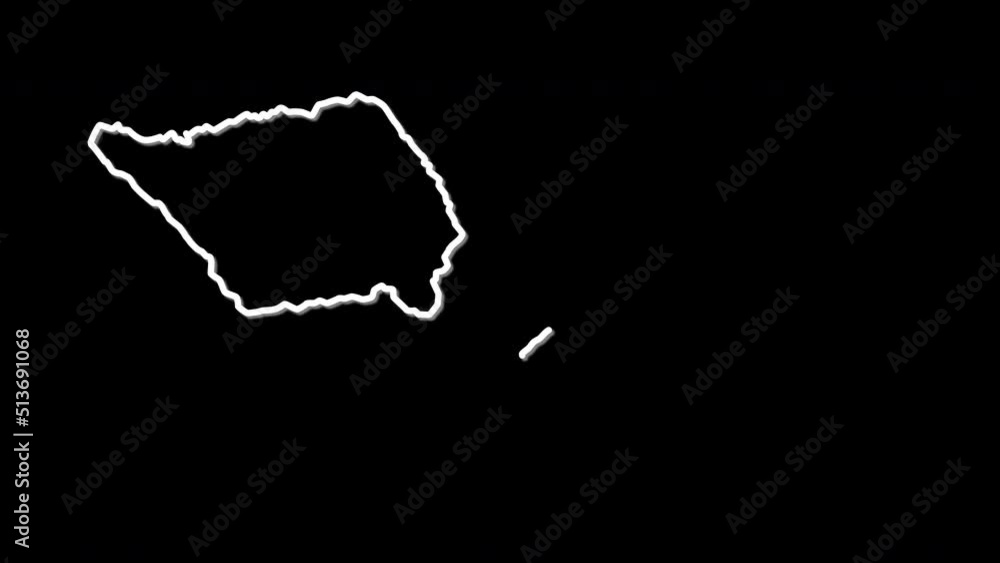 Samoa map, country territory outline self drawing animation. Line art ...
