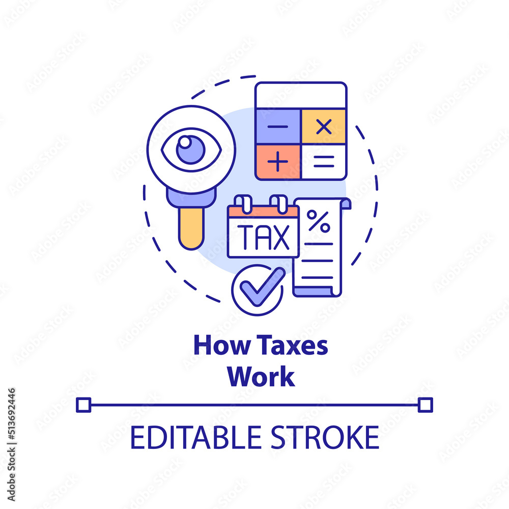 How taxes work concept icon. Interesting skill to learn abstract idea ...