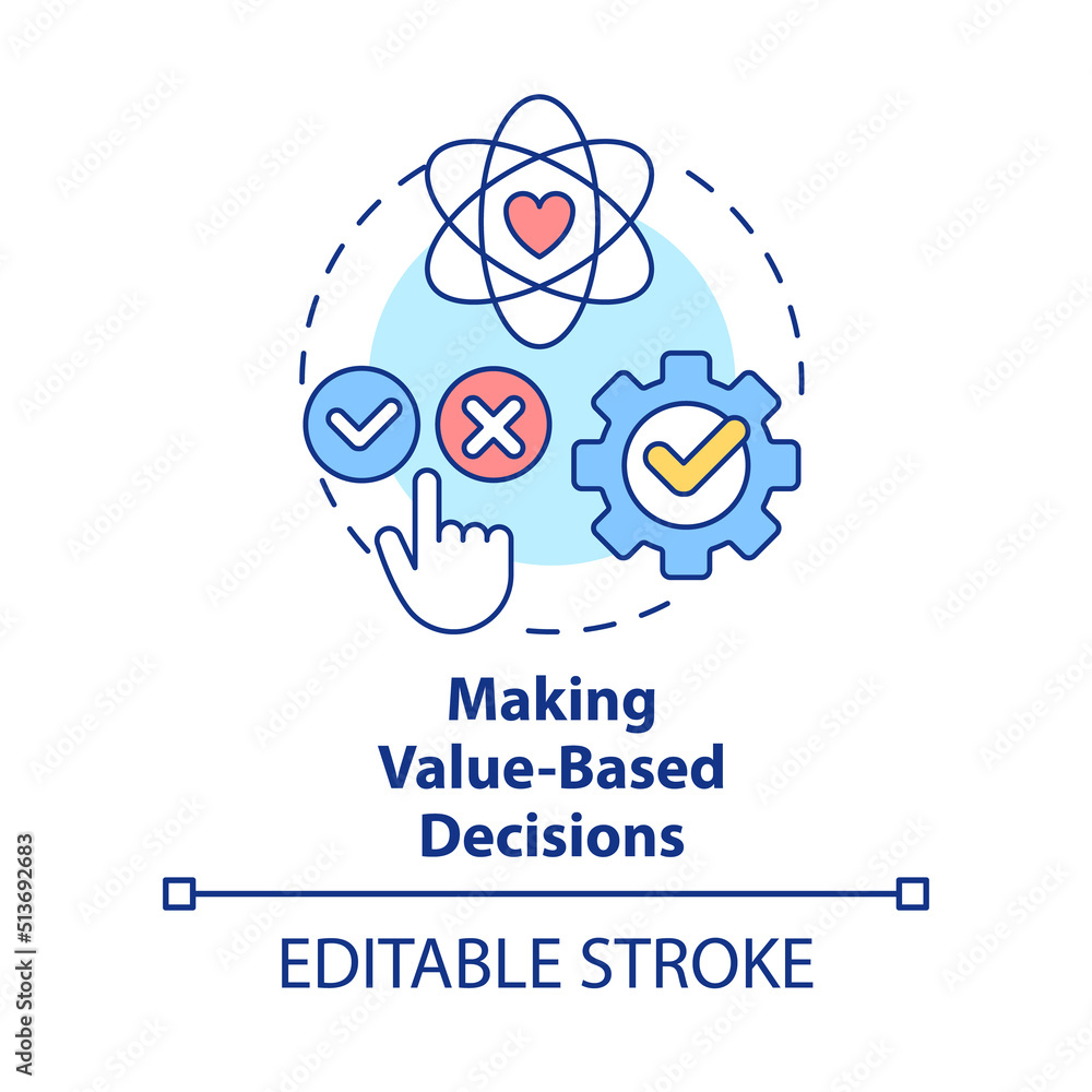 Making value-based decisions concept icon. Self-management skill ...